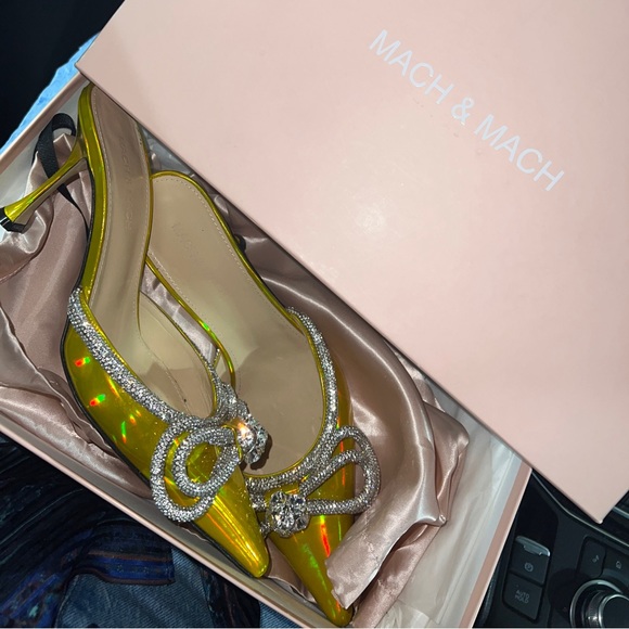 MACH & MACH | Shoes | Mach Mach Double Bow Yellow Heel | Poshmark